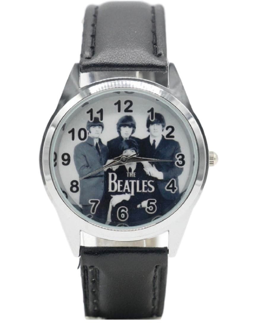 The Beatles Black Leather Band Wrist Watch with Quartz Movement and ...