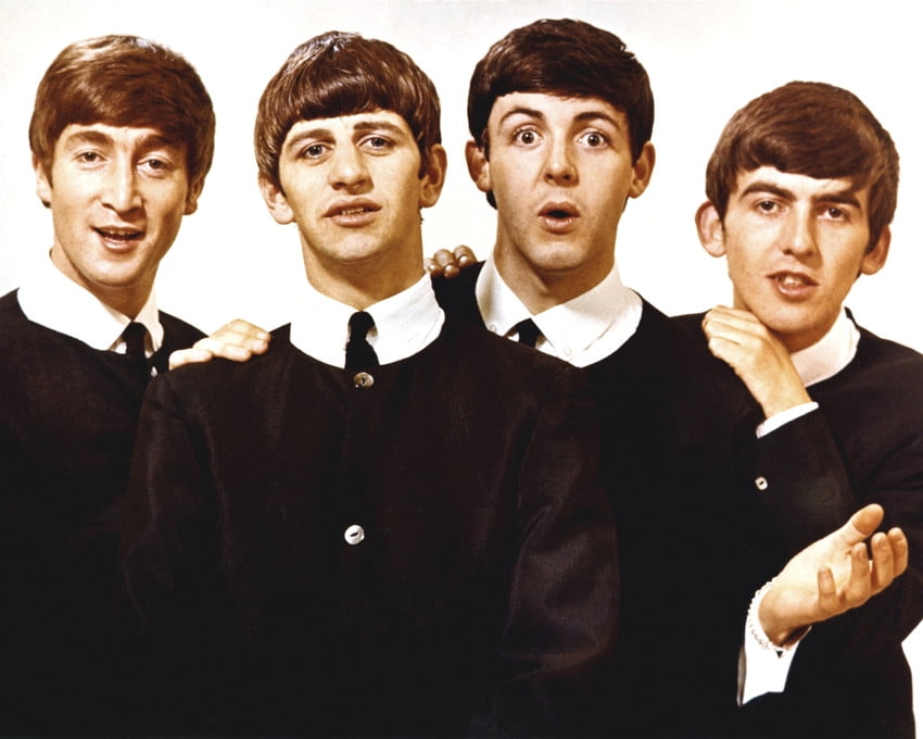 The Beatles John Paul Ringo George early pose with classic haircut ...