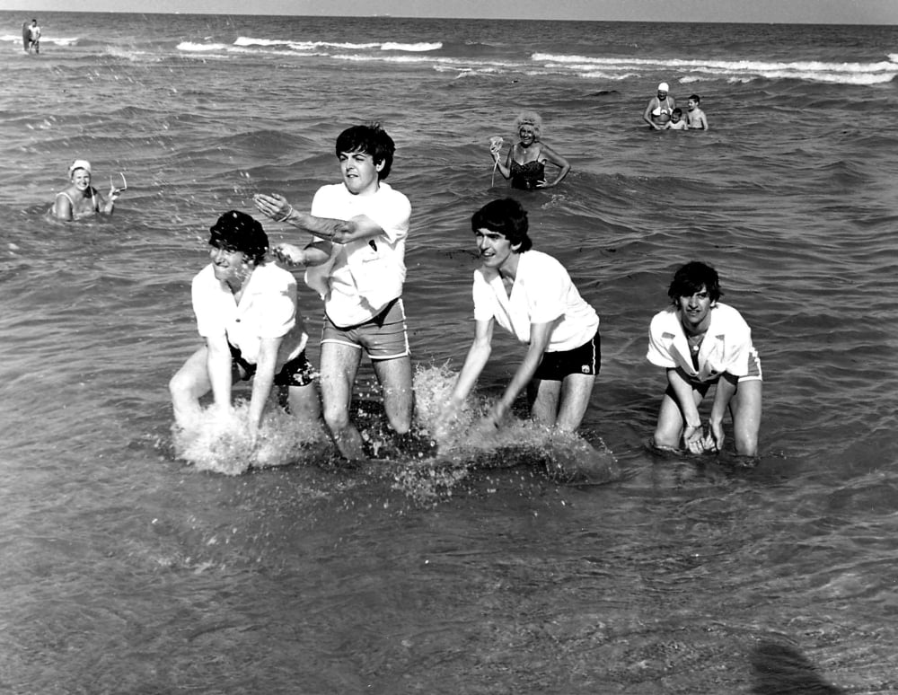 The Beatles splashing water at a beach Photo Print (10 x 8) - Walmart.com