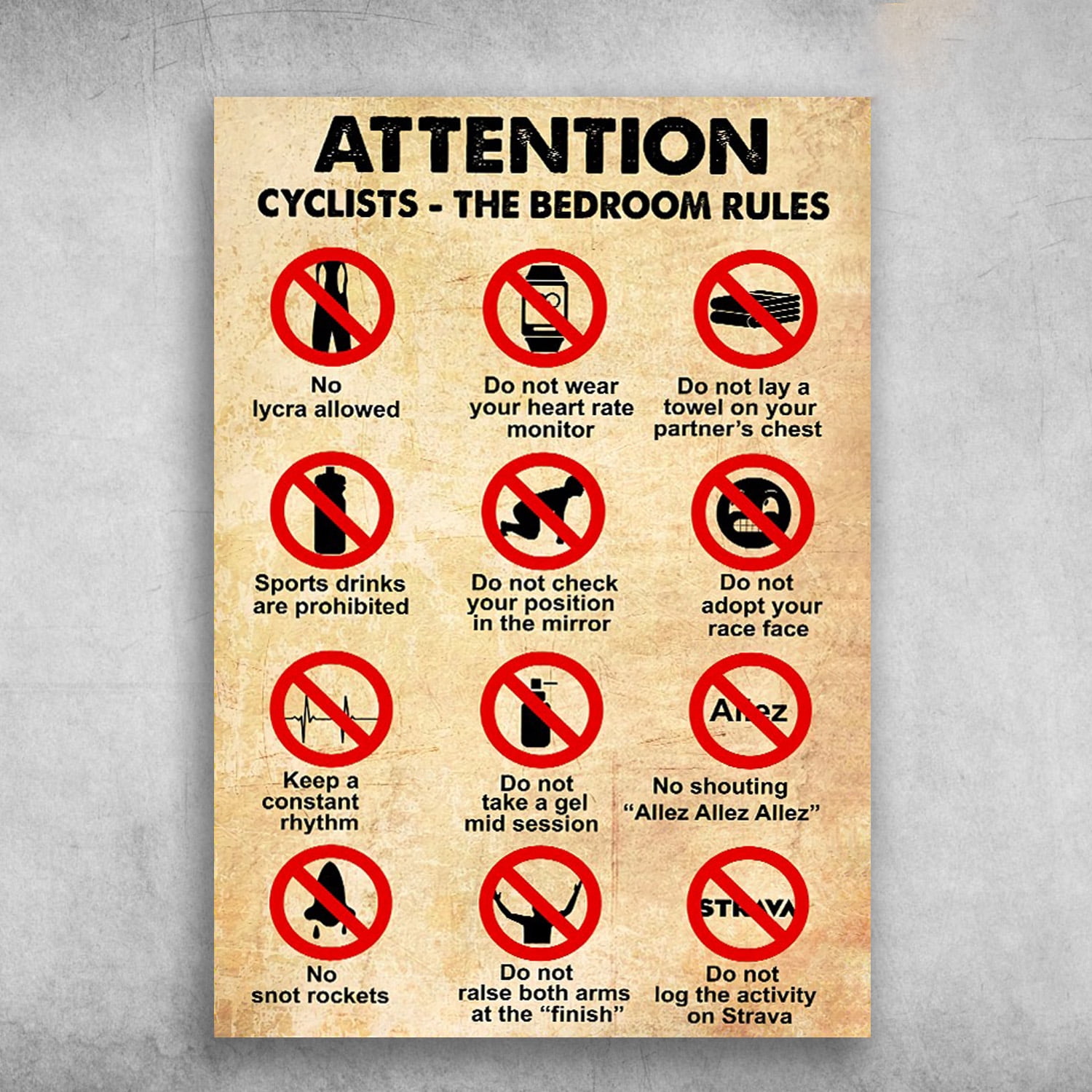 The Bedroom Rules - No Lycra Allowed, Do Not Wear Your Heart Rate ...