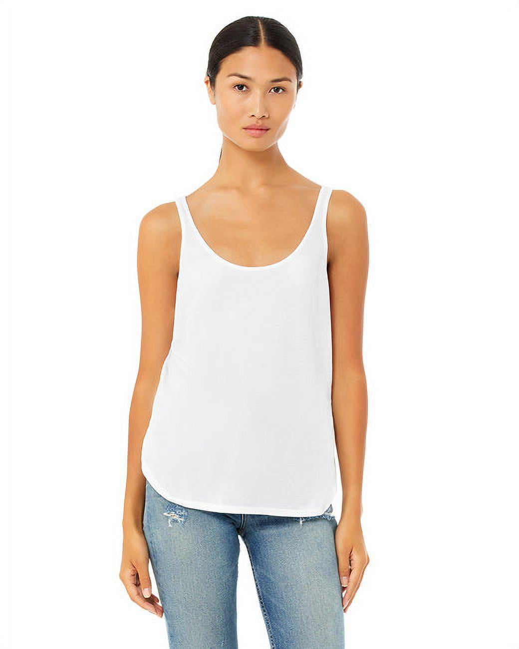 The Bella + Canvas Ladies Flowy Side Slit Tank Top - WHITE - M ...