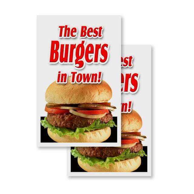The Best Burgers In Town! (2-PACK) 24" x 36" Vinyl Decals | Sign Insert ...