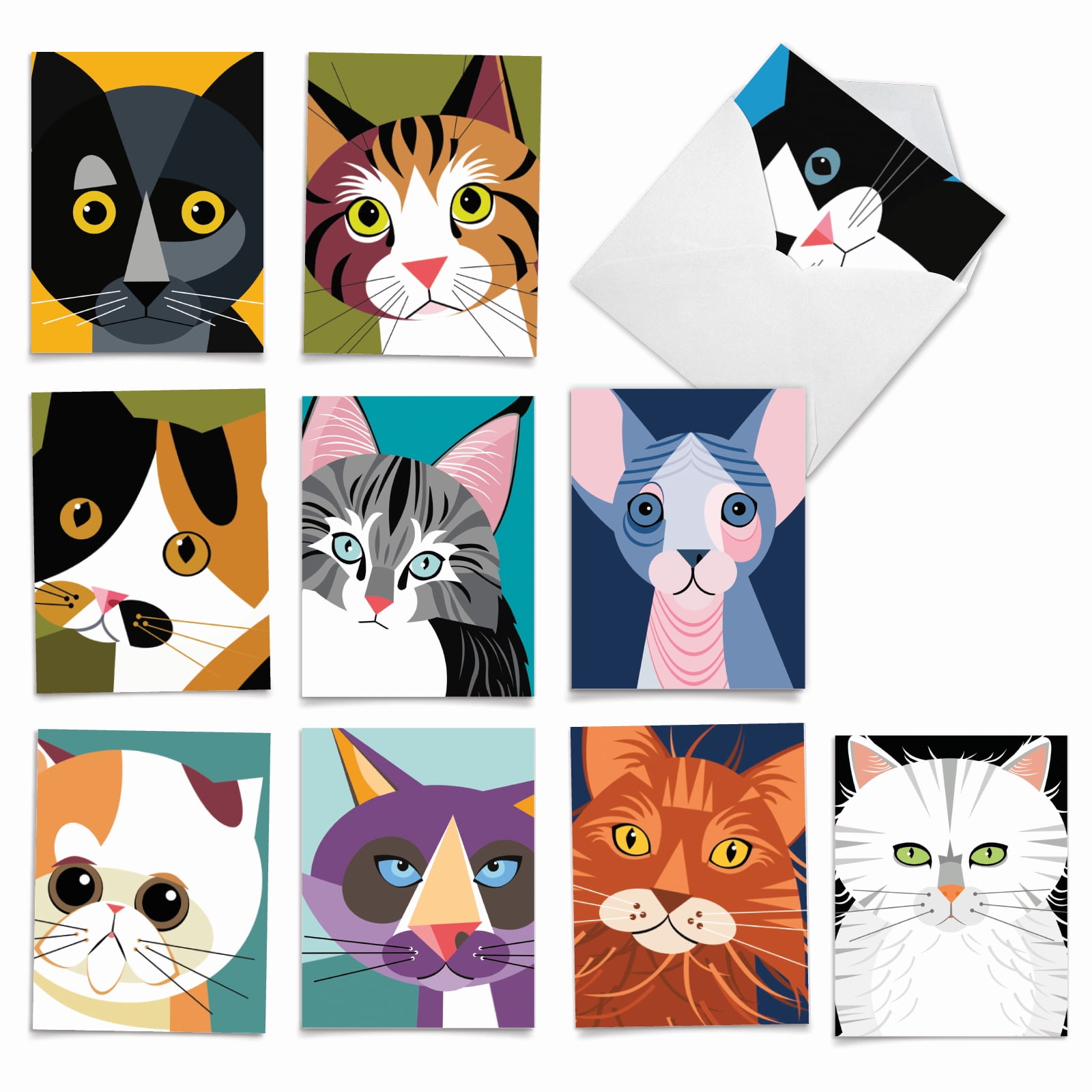 The Best Card Company - 10 Adorable Blank Cat Cards (4 x 5.12 Inch ...