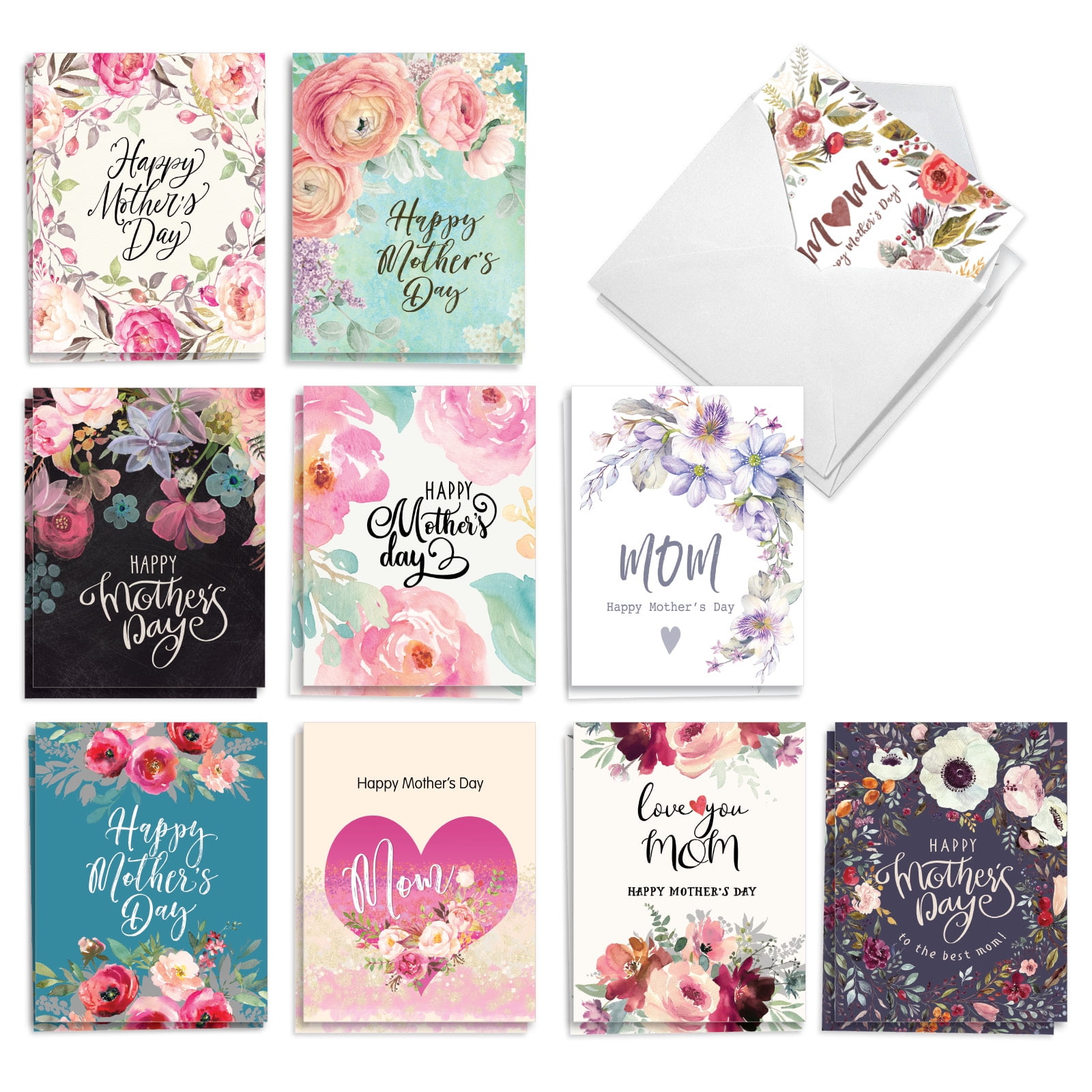 The Best Card Company 20 Assorted Blank Mother's Day Notes Box Set 4 x ...