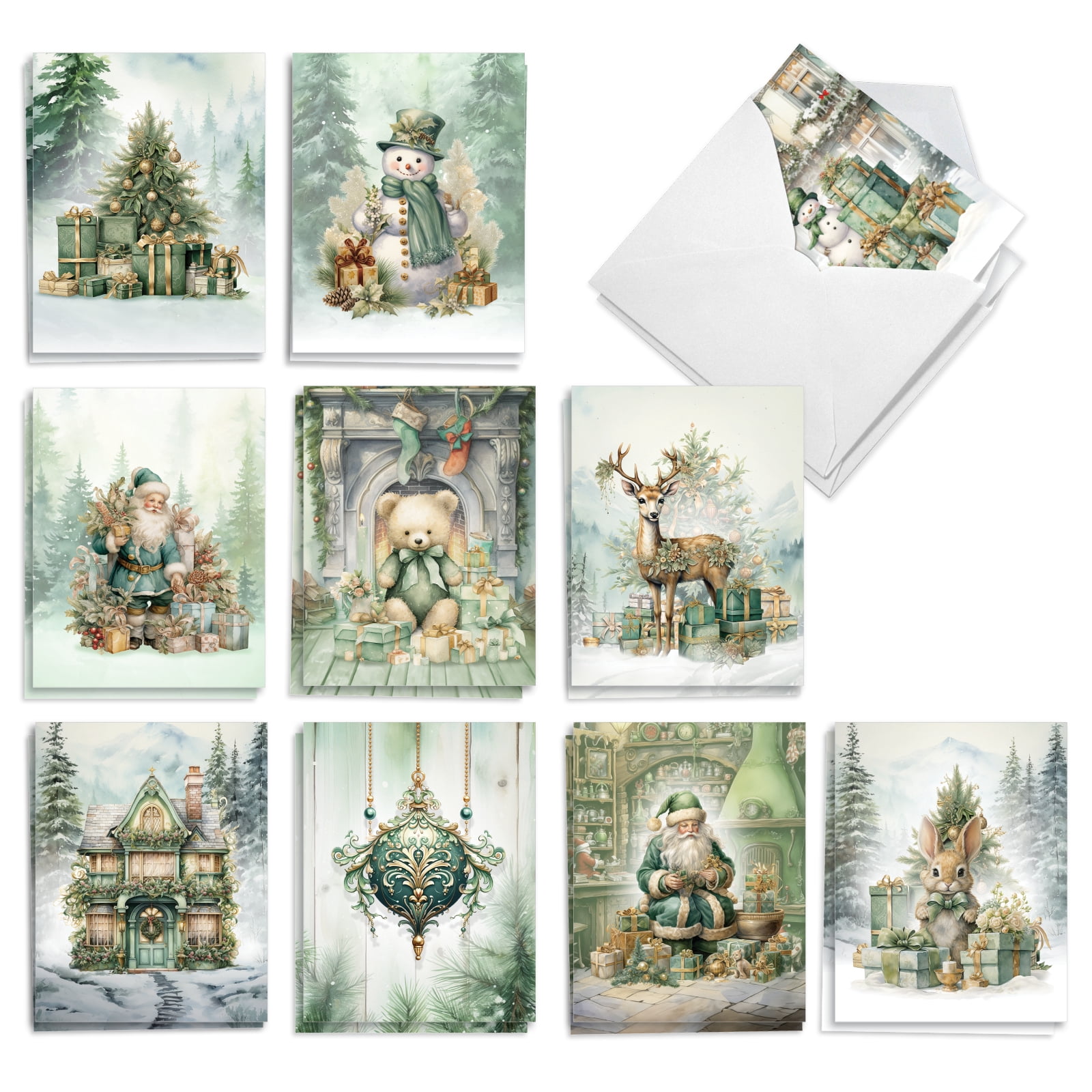 The Best Card Company 20 Assorted Christmas Notecards Box Set 4 x 5.12 ...