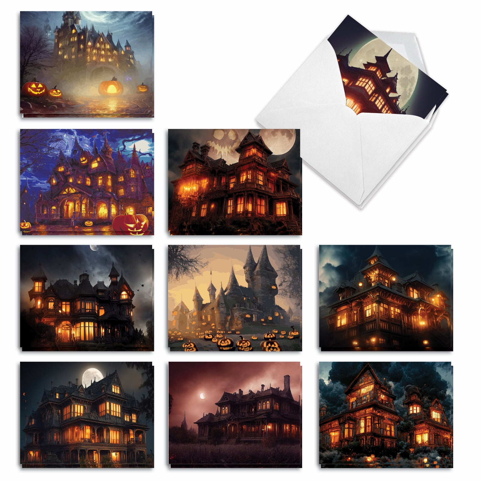 The Best Card Company 20 Assorted Halloween Notecards Bulk Box Set 4 x ...