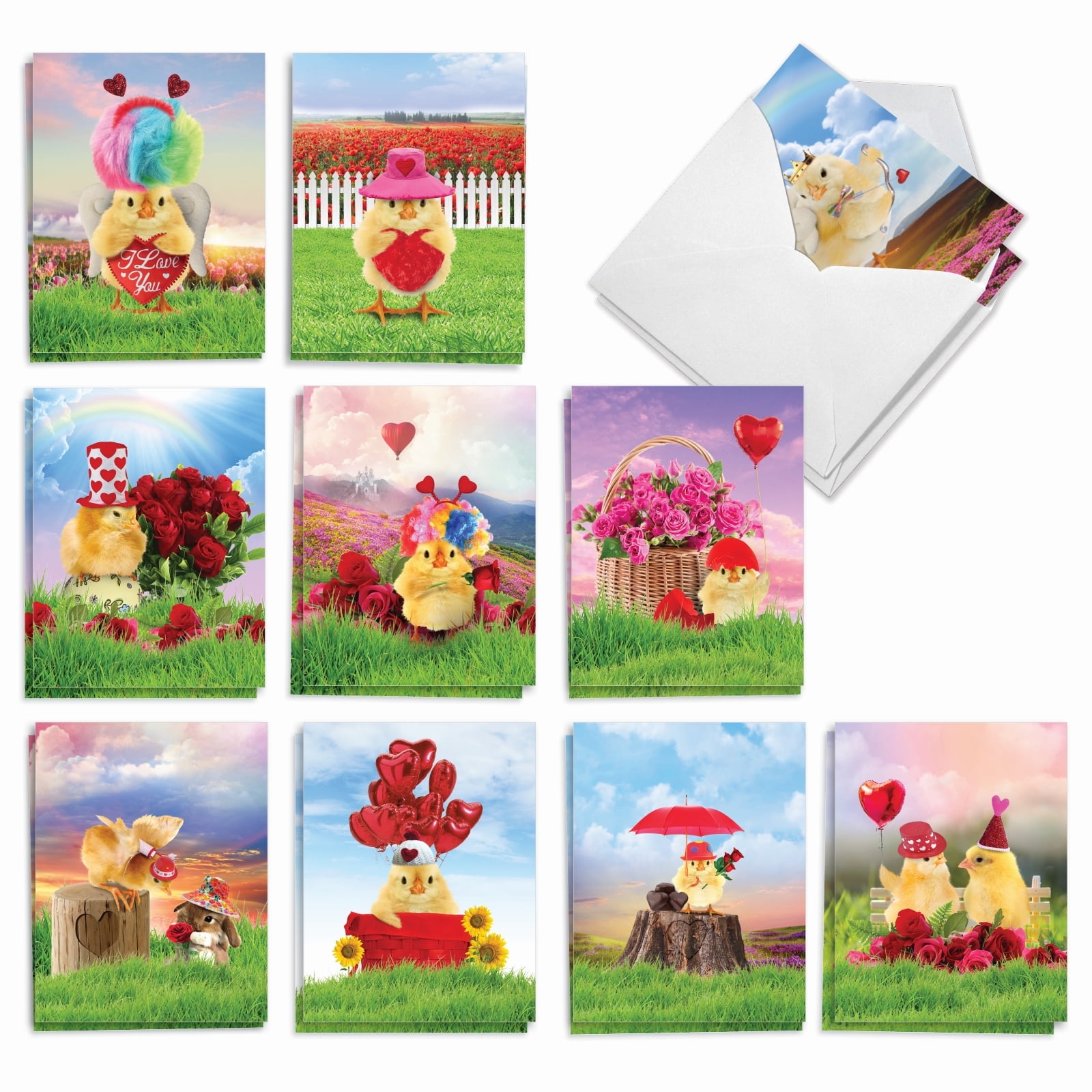 The Best Card Company 20 Assorted Valentine's Day Notecards Box Set 4 x ...