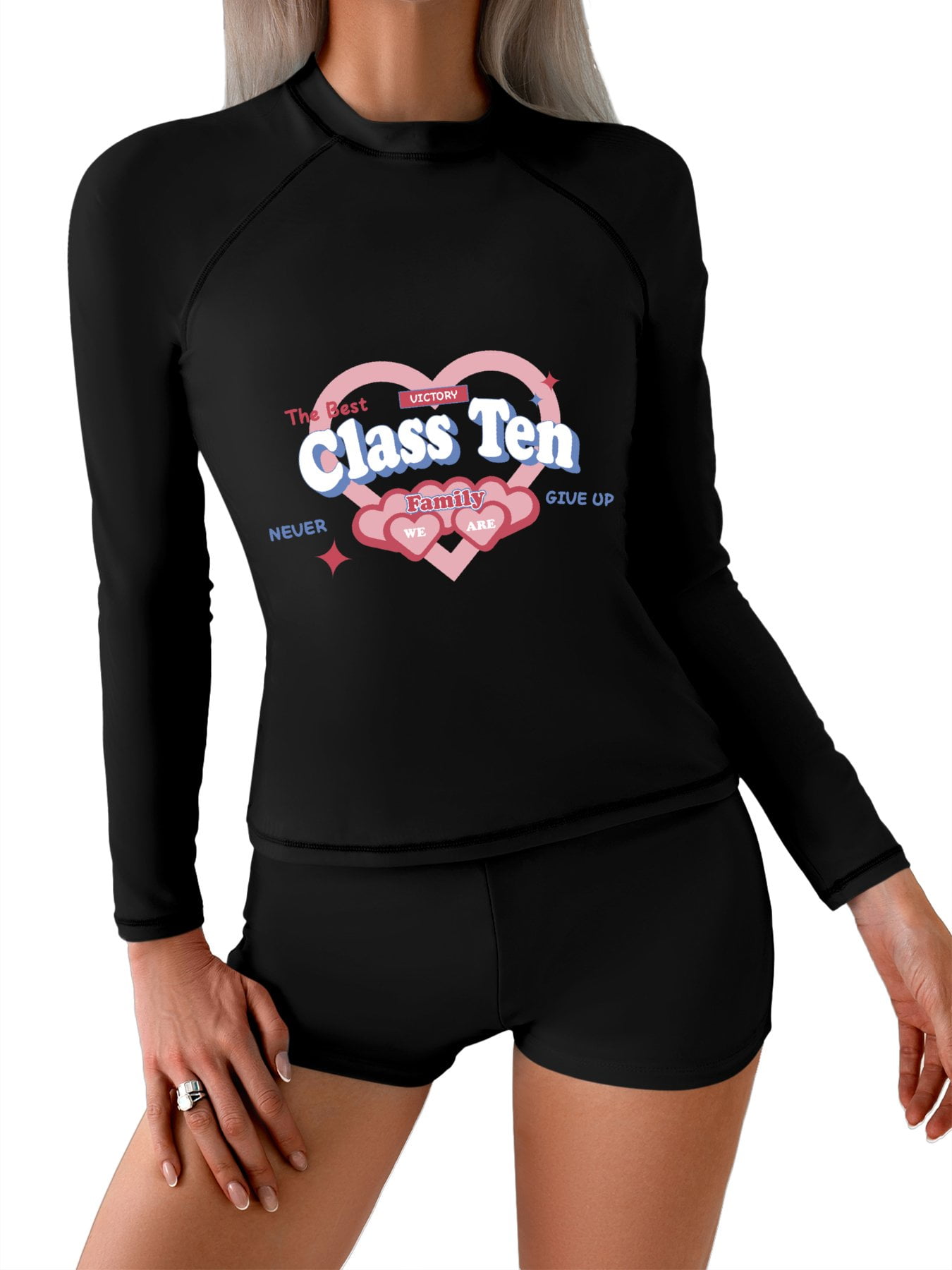 The Best Class Ten' Heart - Logo Long - Sleeve Rash Guard Set for women ...