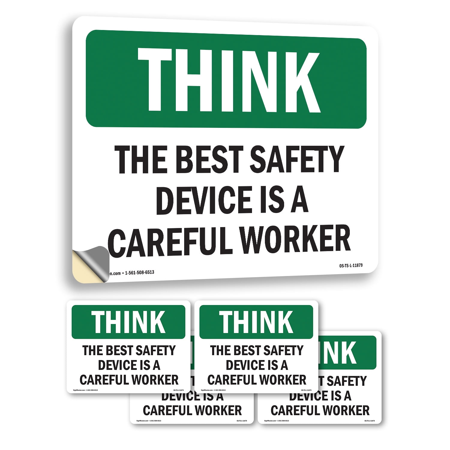 The Best Safety Device Is A Careful Worker OSHA Think Vinyl Decal Label ...