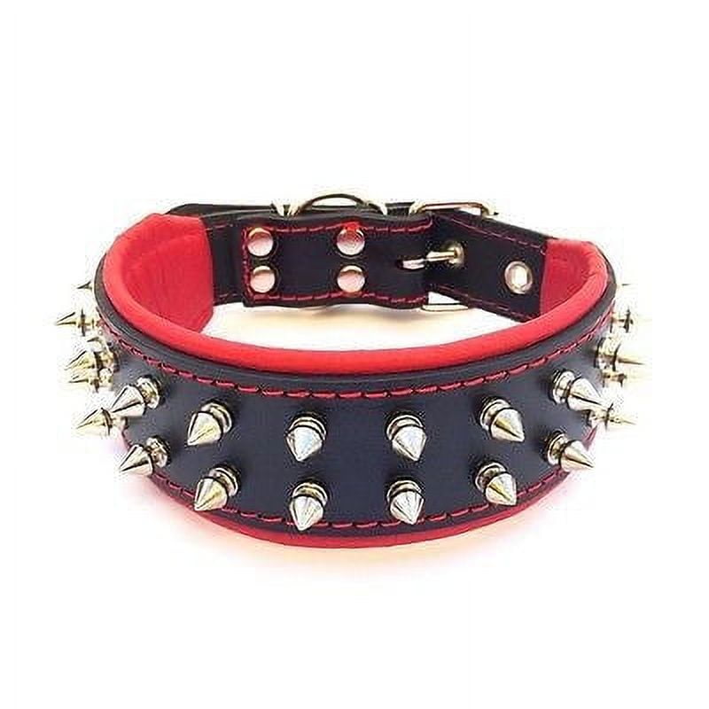 The Bestia "Frenchie" Leather Dog Collar Black & Red for Medium to ...