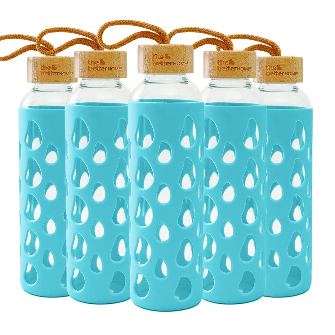 The Better Home Borosilicate Glass Water Bottle with Sleeve 550ml Non ...