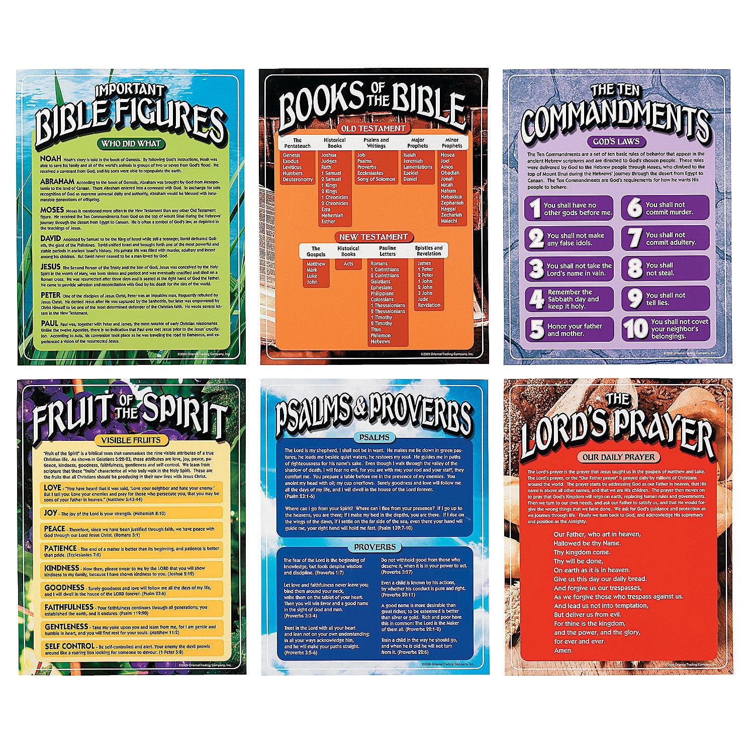 "Fun Express Bible Learning Charts, Educational Posters Set, NIV, 6 ...