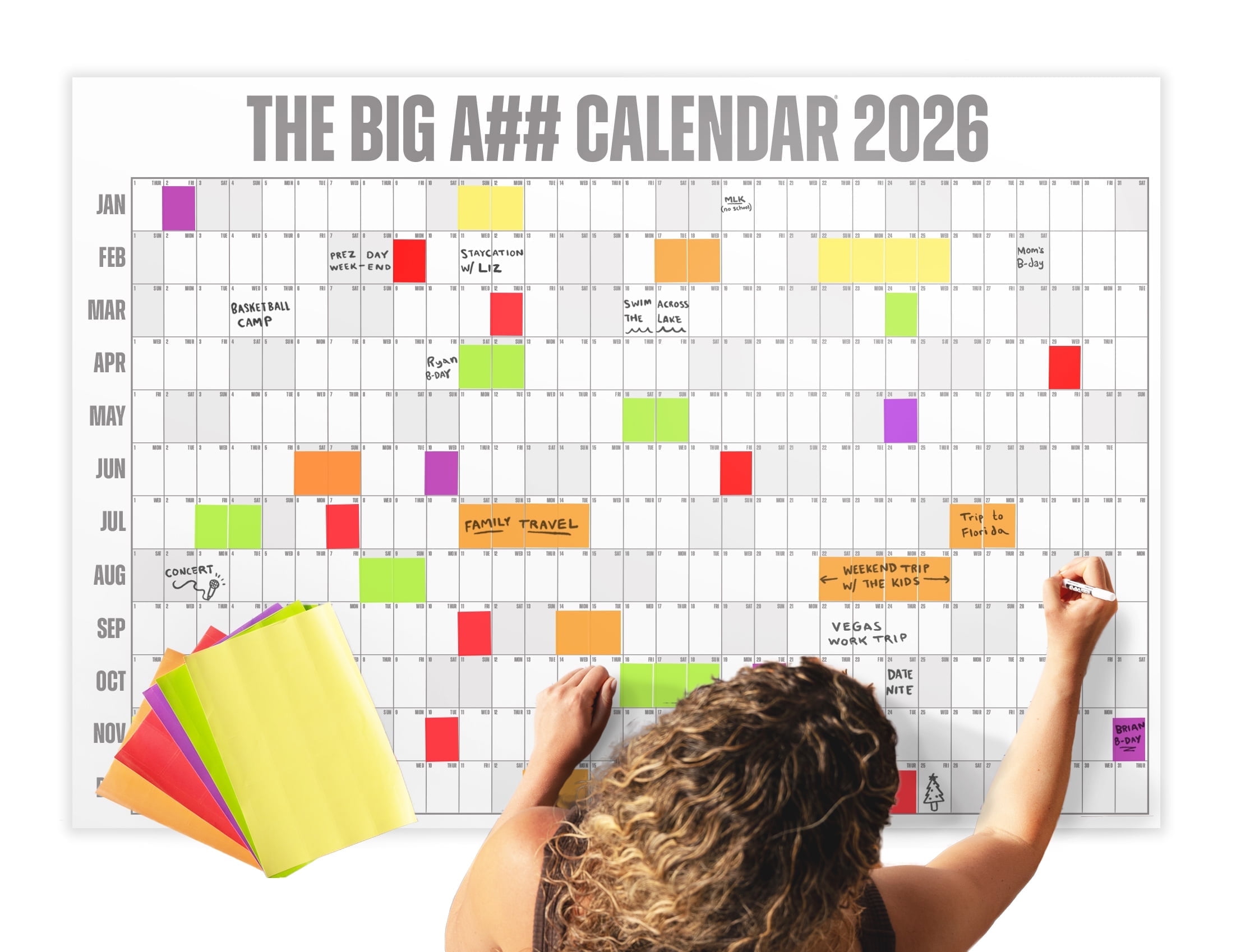 Big A## Calendar, Yearly Dry Erase Wall Calendar, 4x3 Feet, Gray ...