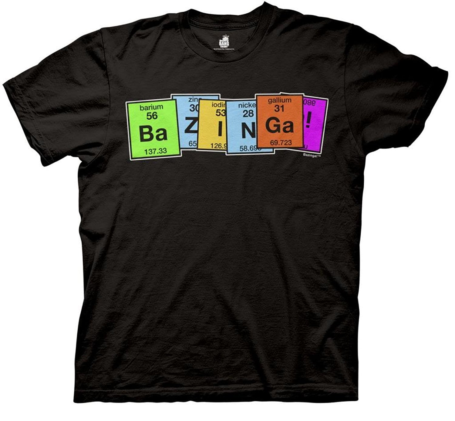 The Big Bang Theory Bazinga Periodic Table Adult Black T-Shirt ...