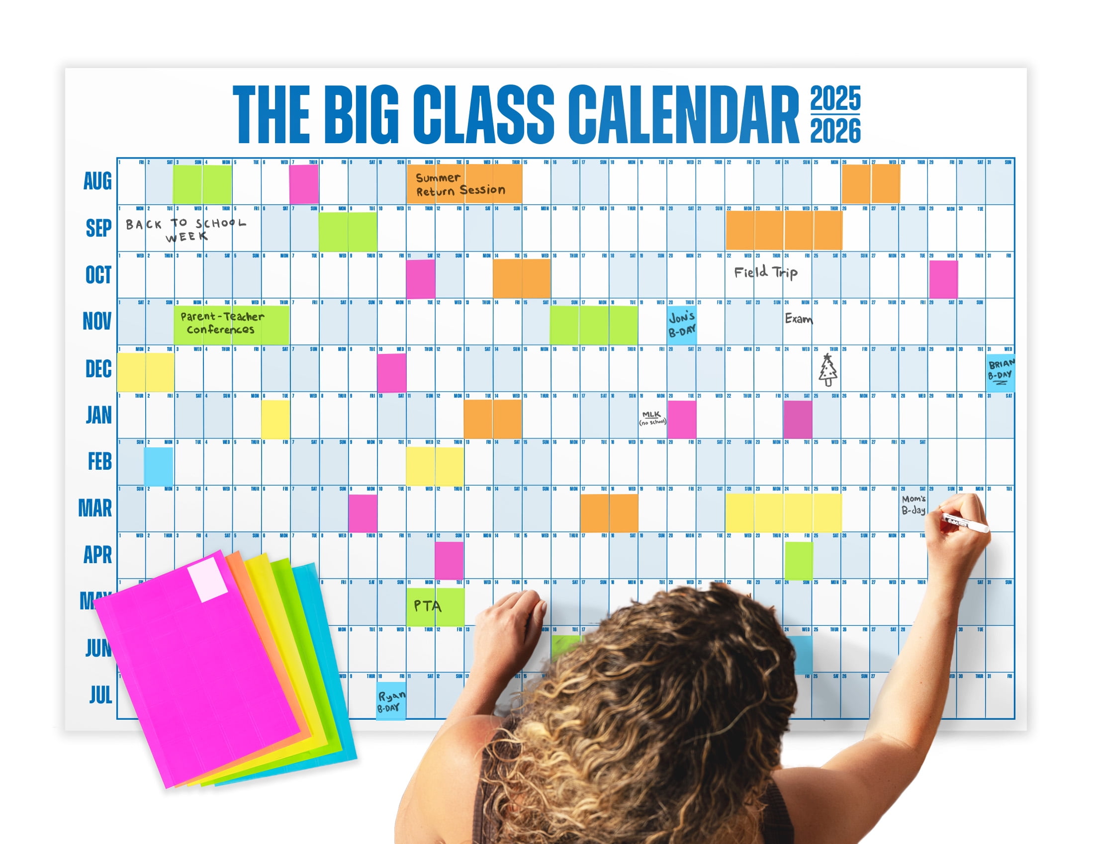 The Big Class School Year Calendar August 2025 - July 2026, Dry Erase ...