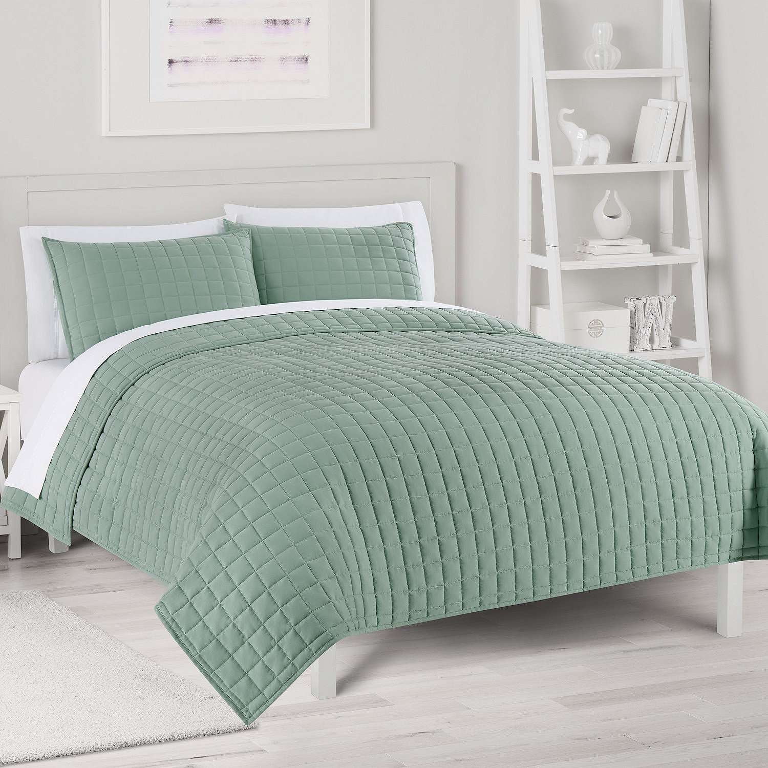 The Big One Garment Washed Quilt Set with Shams - Jadeite - Walmart.com