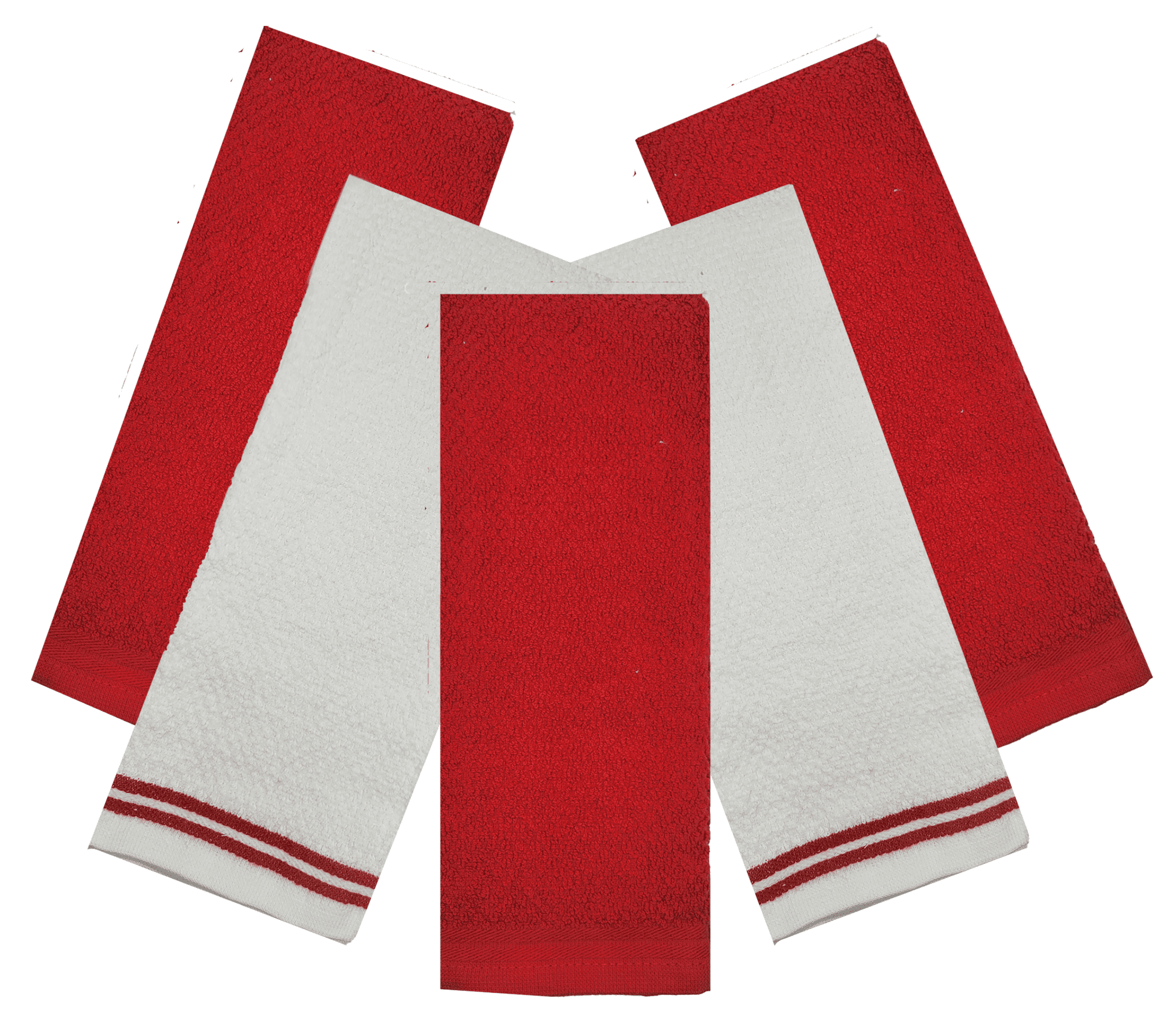 The Big One Kitchen Towels 5-Pack Set Red & White Textured Stripe ...