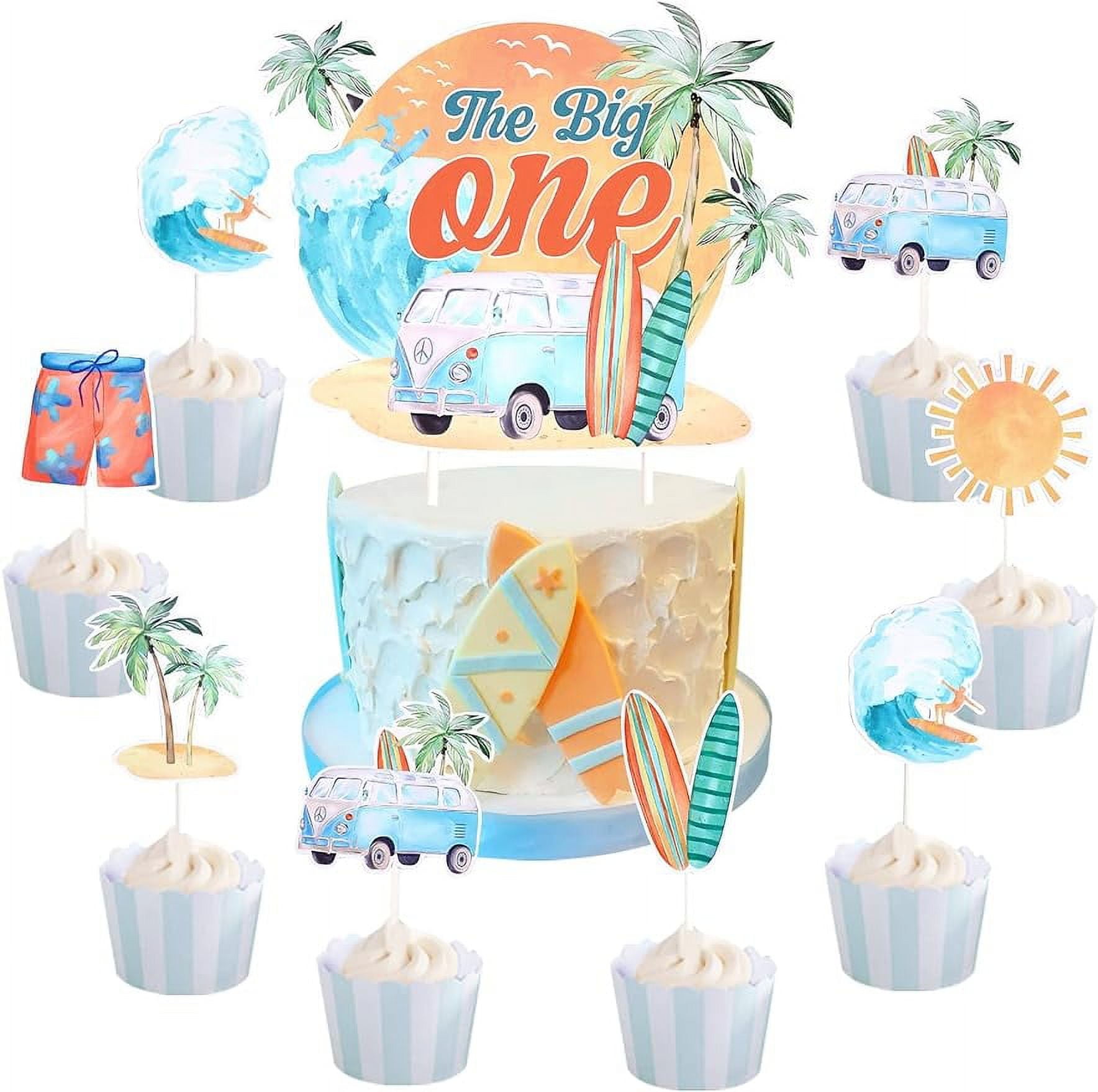 The Big One Summer Beach Birthday Cake Topper, by Sursurprise 25 Count ...