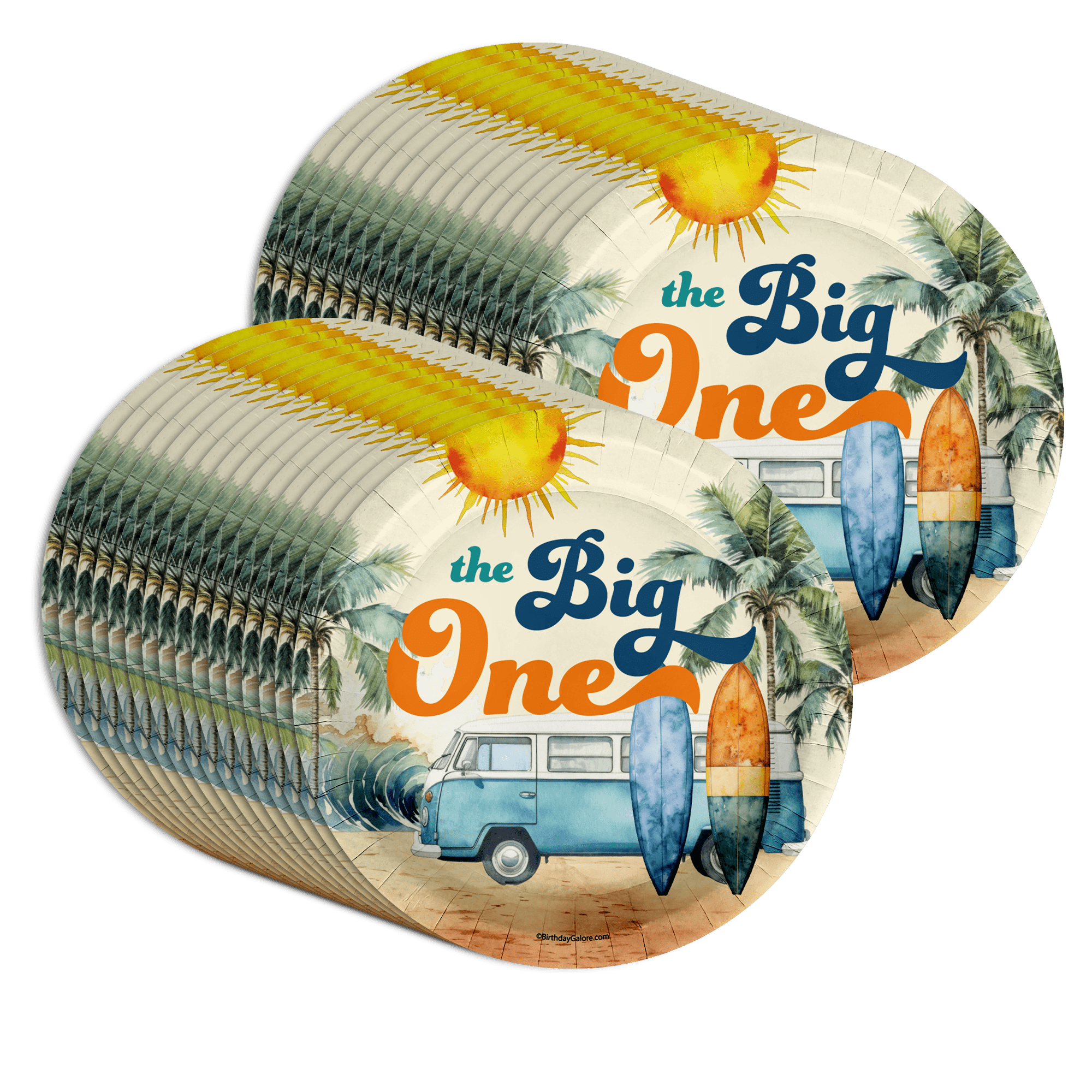 The Big One Surfer 1st Birthday, 32pc 9" Paper Plates with Surf Dessert ...