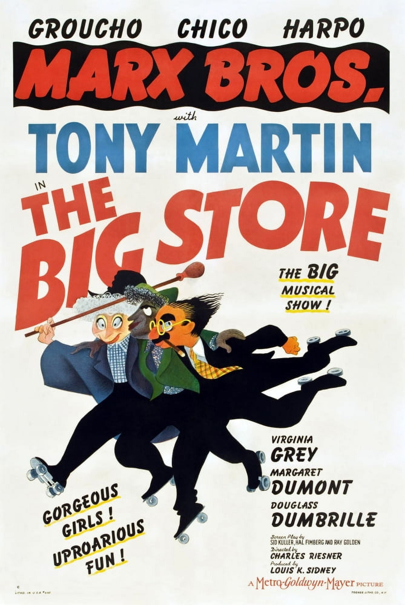 The Big Store Us Poster The Marx Brothers-From Left: Harpo Marx Chico Marx Groucho Marx 1941 ...