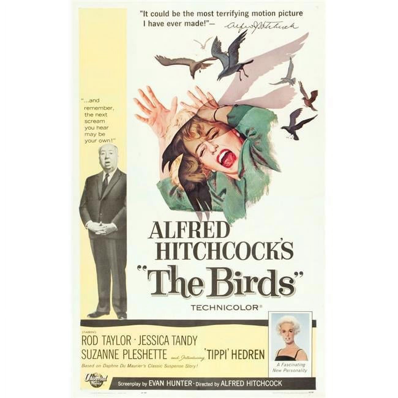 The Birds From Left Alfred Hitchcock Jessica Tandy (Illustration) Tippi ...
