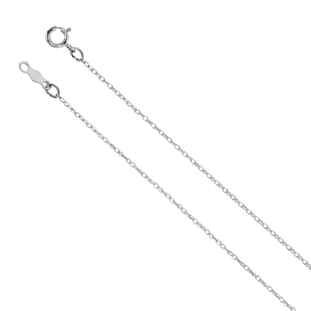 The Black Bow 0.75mm 14k White Gold Loose Rope Chain Necklace, 16 Inch ...