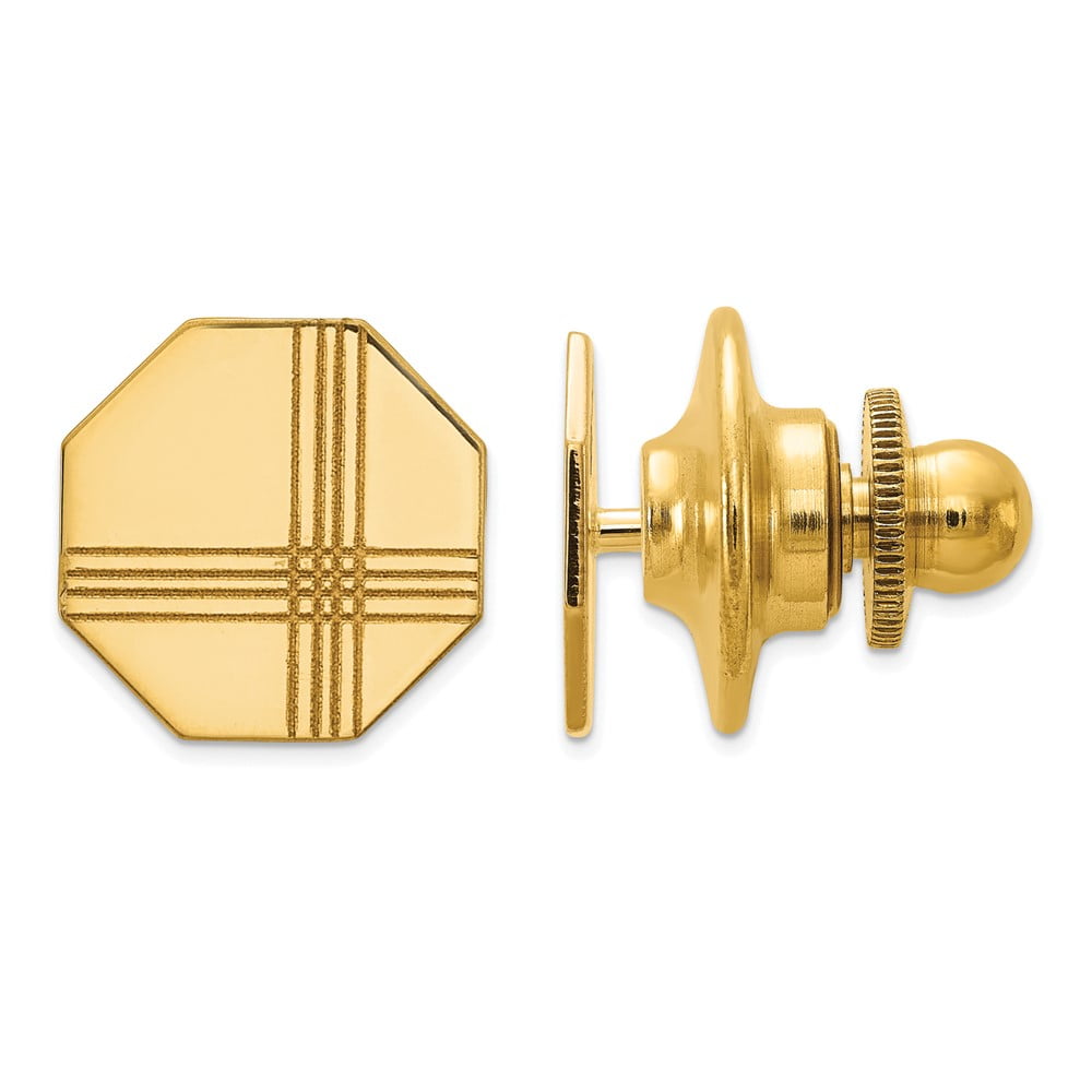 The Black Bow 14K Yellow Gold Small Striped Octagon Lapel or Tie Pin ...