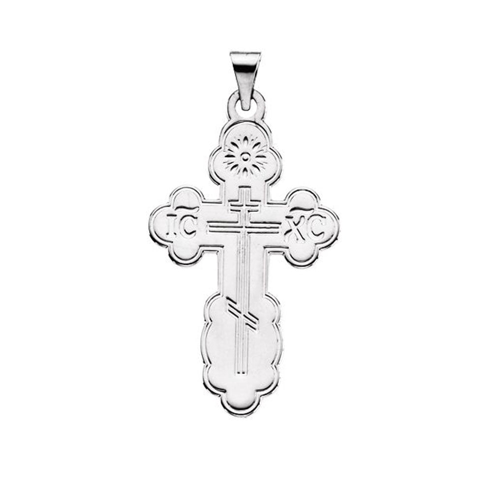 The Black Bow 14k White Gold Eastern Orthodox Cross Pendant, 13 x 22mm ...
