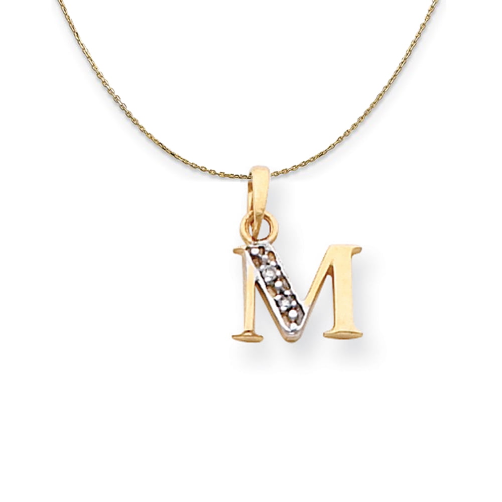 The Black Bow 14k Yellow Gold Chloe Mini Diamond Accent initial M ...