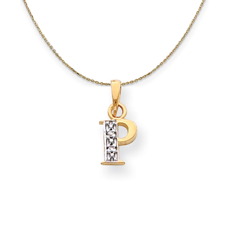 The Black Bow 14k Yellow Gold Chloe Mini Diamond Accent initial P ...