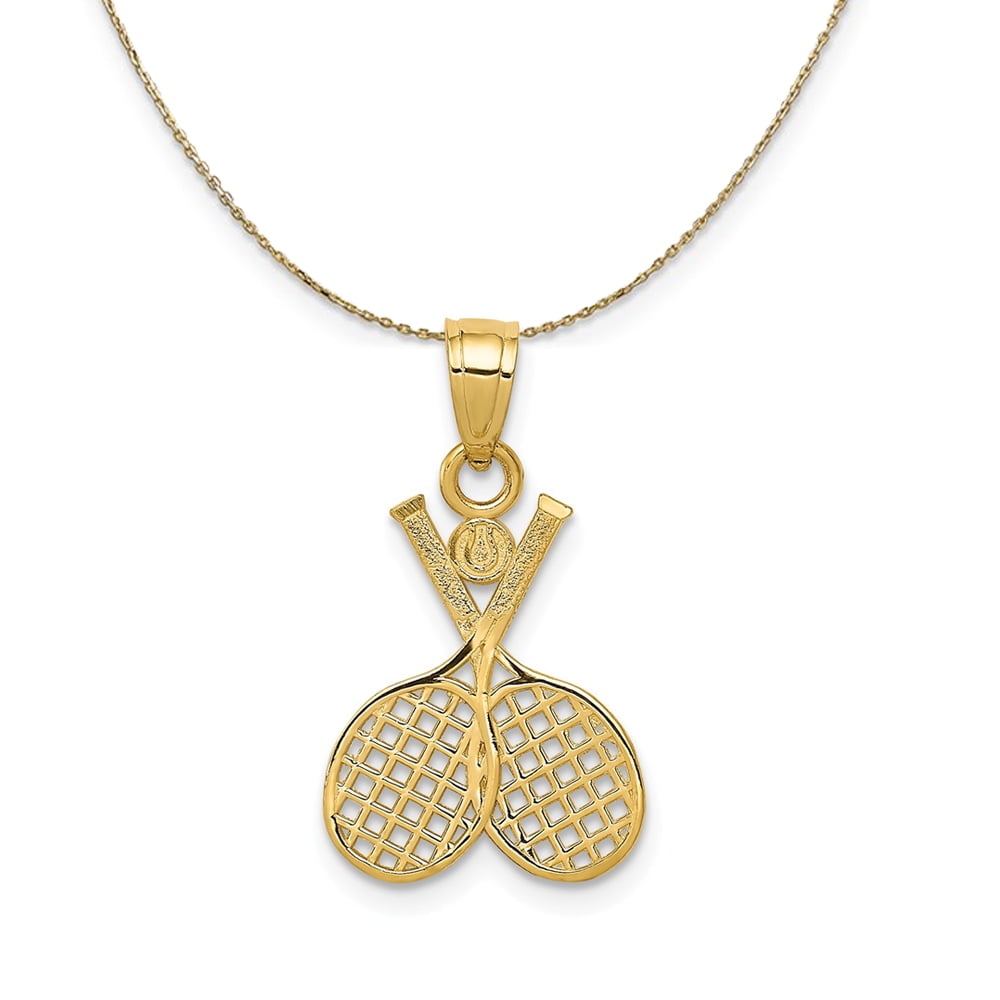 The Black Bow 14k Yellow Gold Double Tennis Racquet Necklace - 24 Inch ...