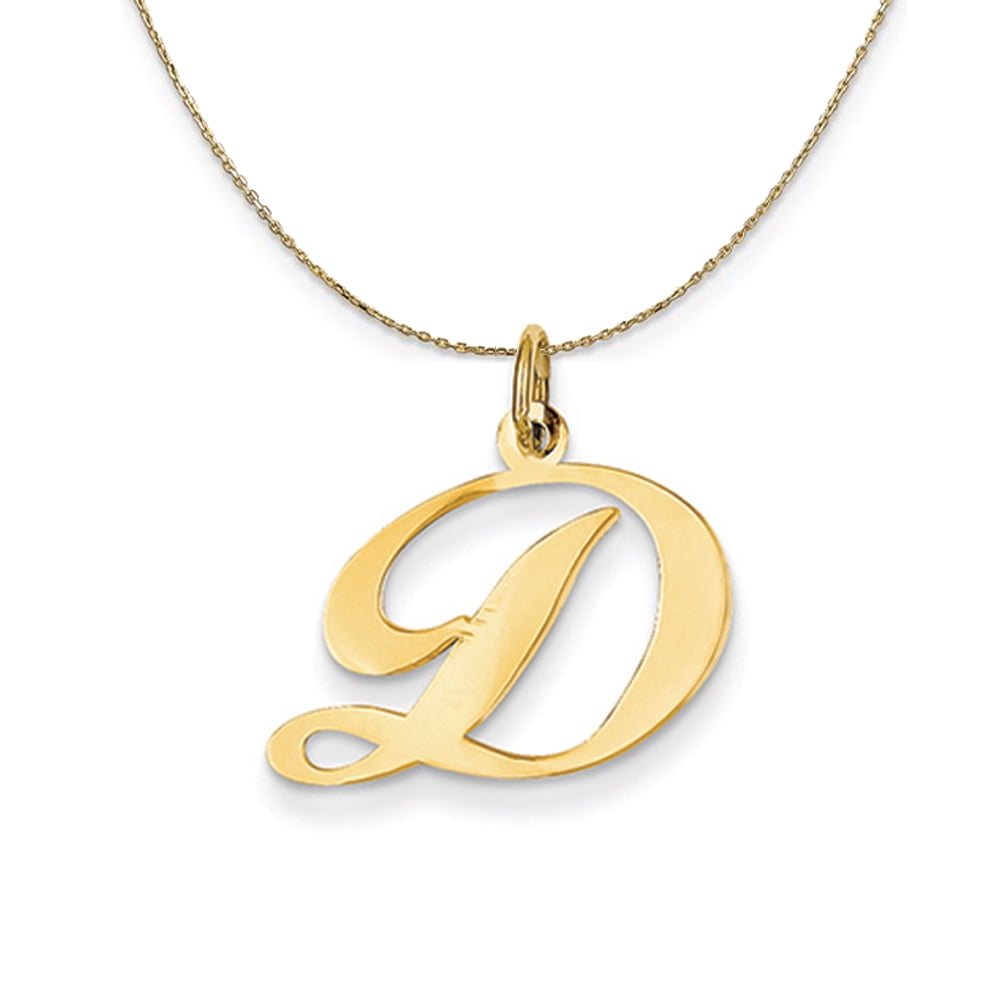 The Black Bow 14k Yellow Gold, Ella Med Fancy Script Initial D Necklace ...