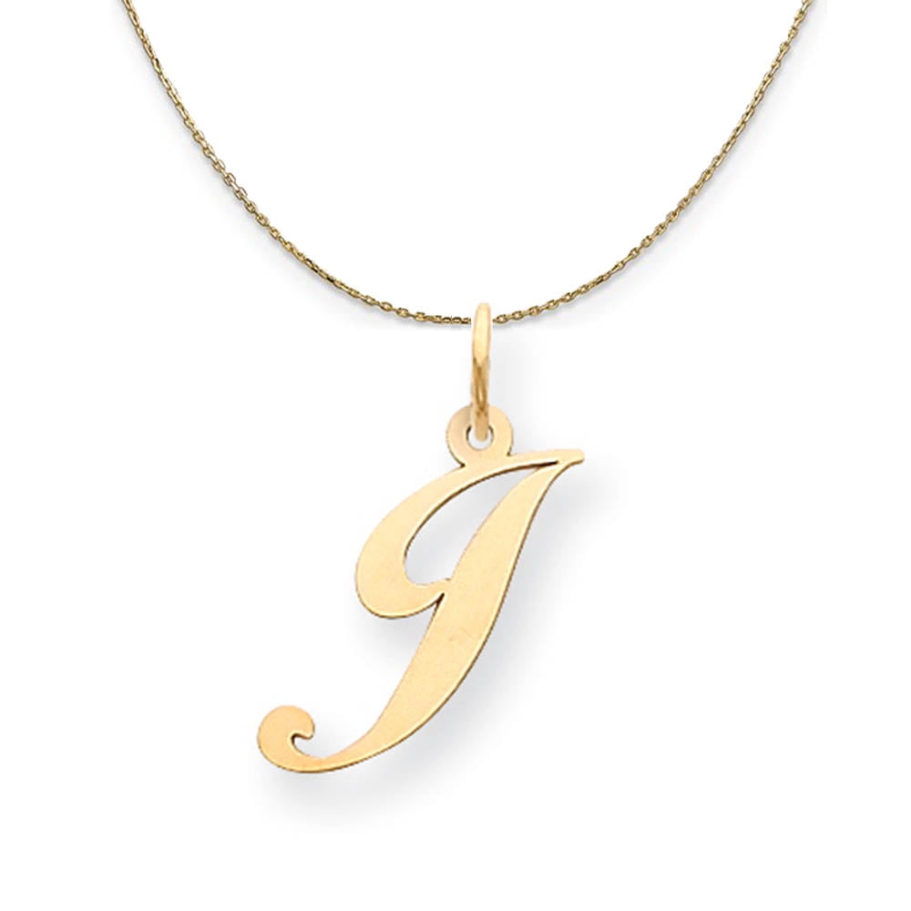 The Black Bow 14k Yellow Gold, Ella Med Fancy Script Initial J Necklace ...