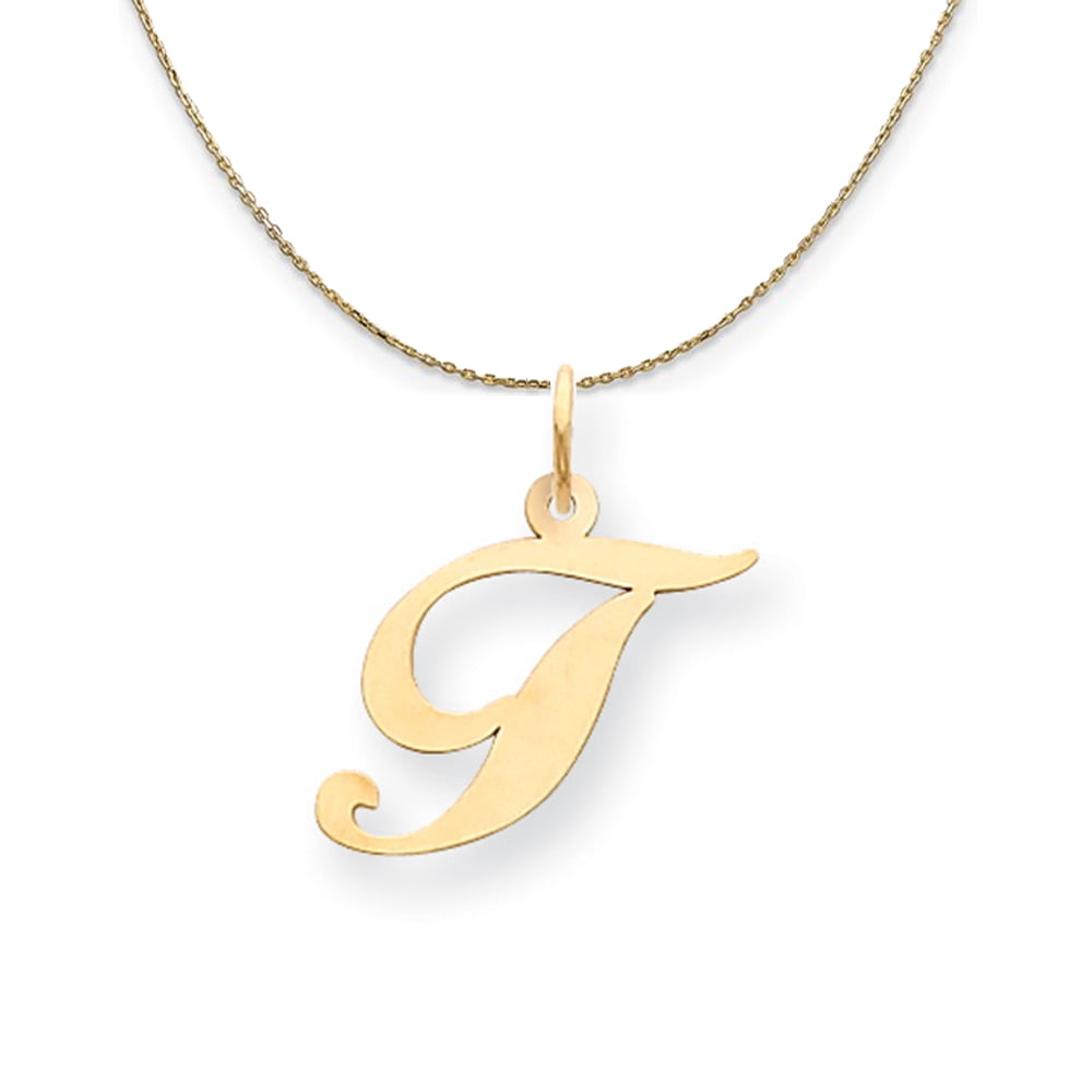 The Black Bow 14k Yellow Gold, Ella Med Fancy Script Initial T Necklace ...