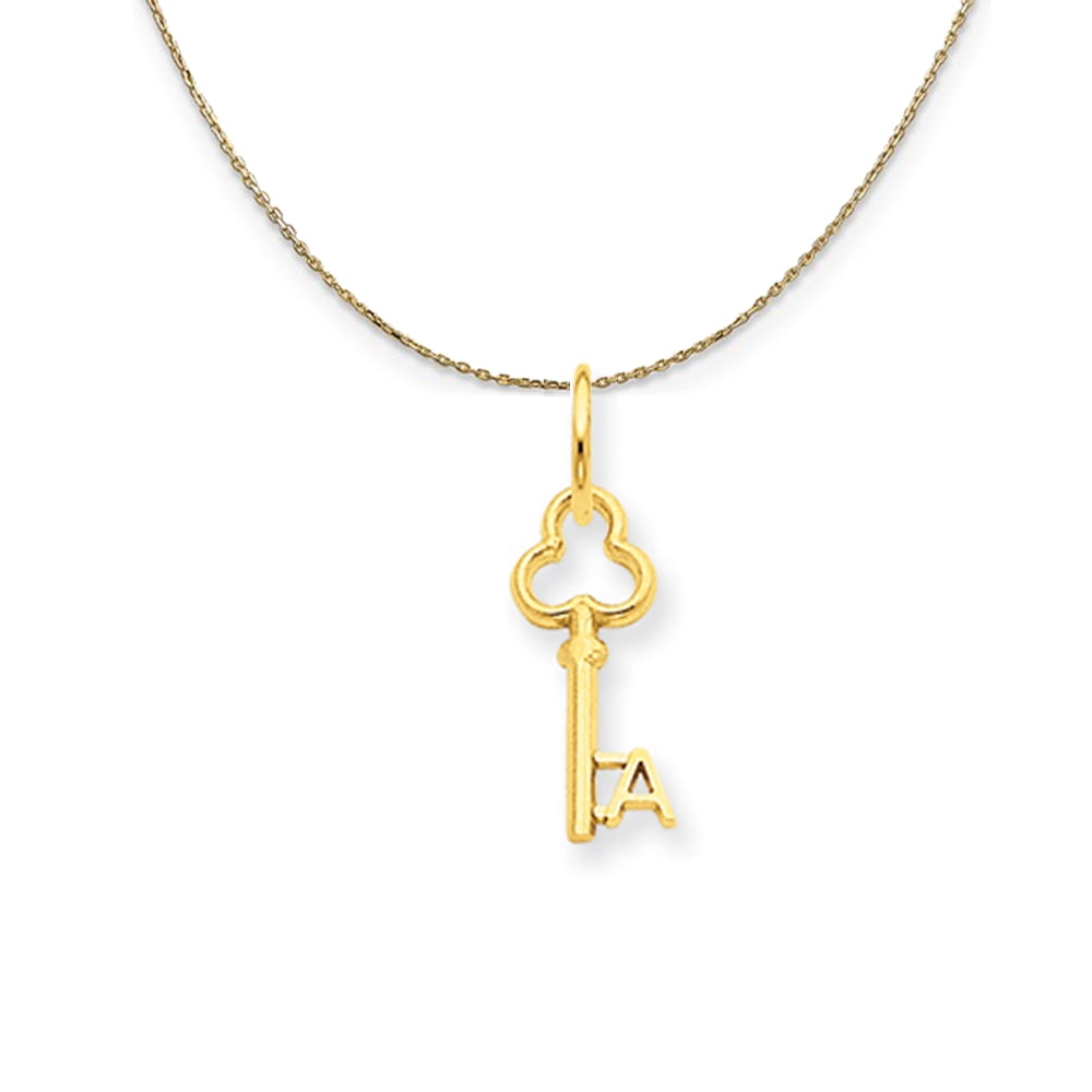 The Black Bow 14k Yellow Gold Hannah Mini Initial A Shamrock Key ...