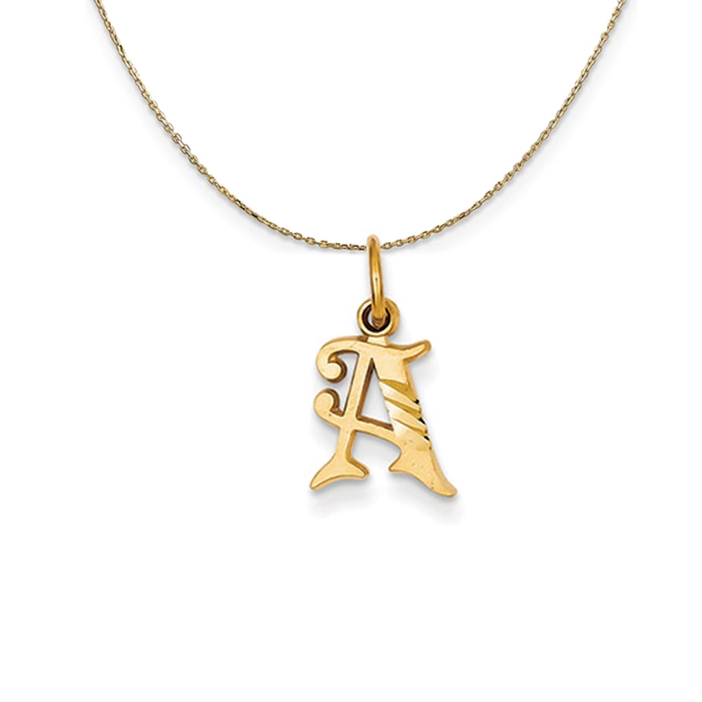 The Black Bow 14k Yellow Gold, Isabelle, Mini Letter A Initial Necklace ...