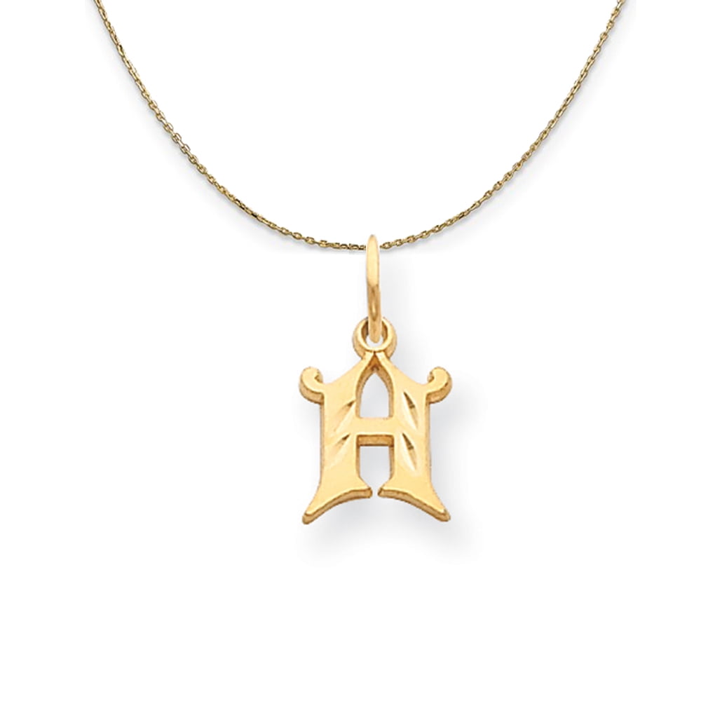 The Black Bow 14k Yellow Gold, Isabelle, Mini Letter H Initial Necklace ...