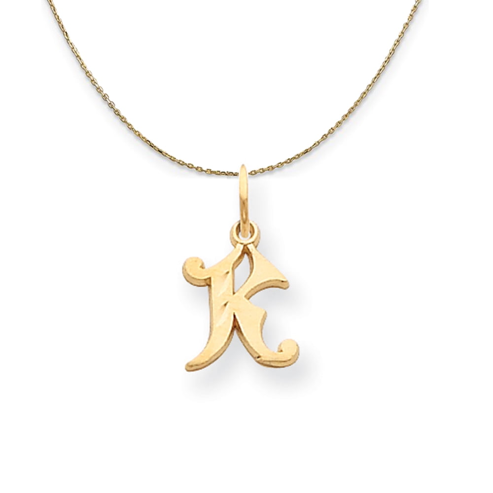 The Black Bow 14k Yellow Gold, Isabelle, Mini Letter K Initial Necklace ...