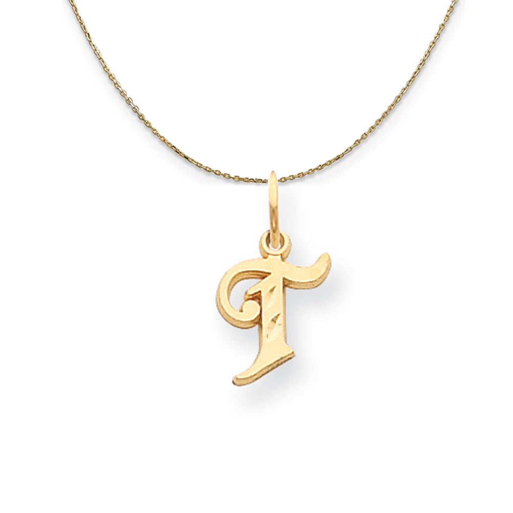 The Black Bow 14k Yellow Gold, Isabelle, Mini Letter T Initial Necklace ...