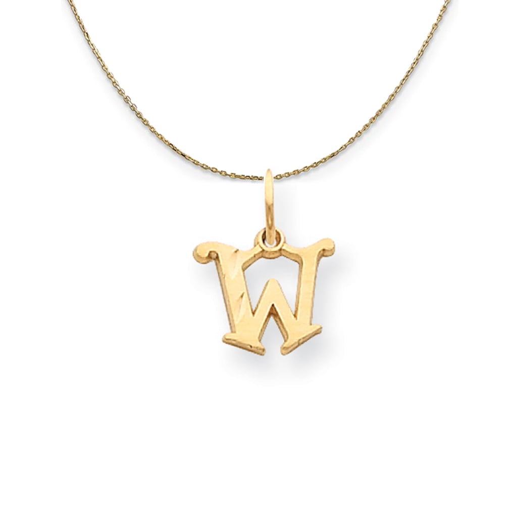 The Black Bow 14k Yellow Gold, Isabelle, Mini Letter W Initial Necklace ...