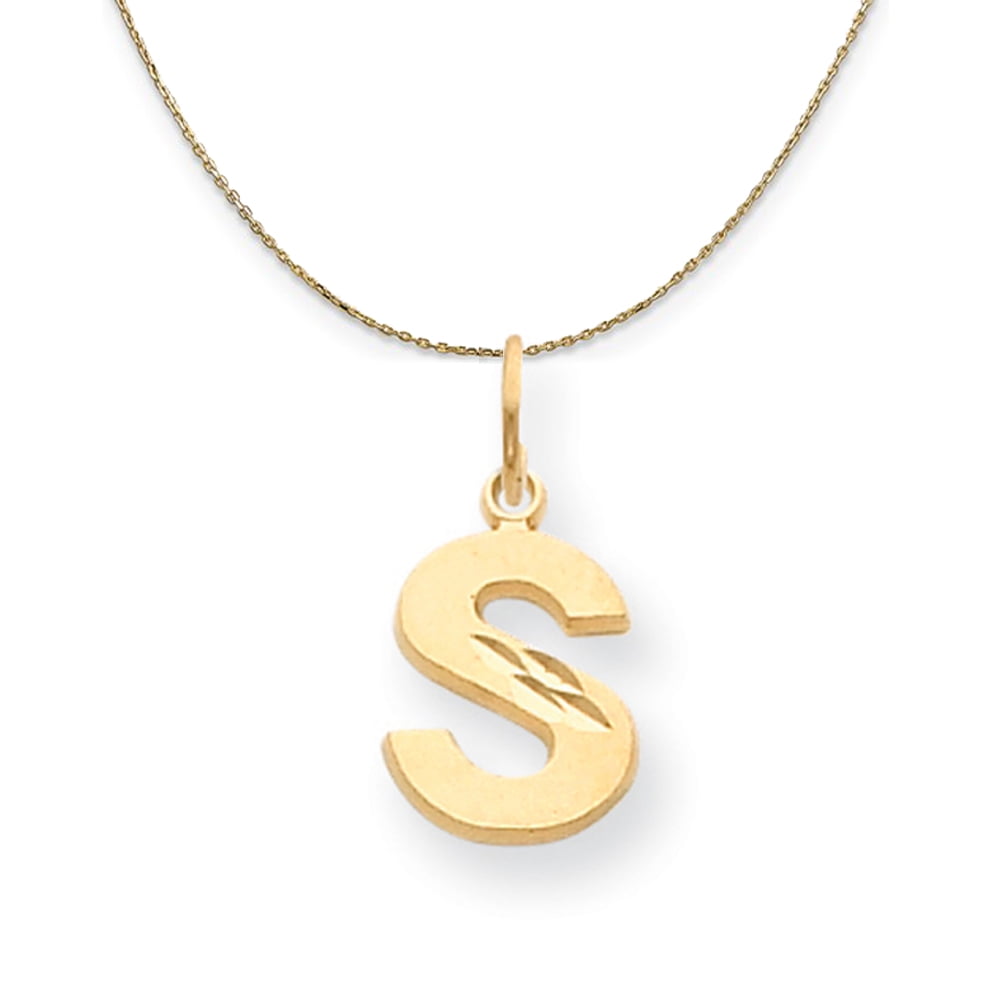 The Black Bow 14k Yellow Gold, Julia, Sm Satin Block Initial S Necklace ...