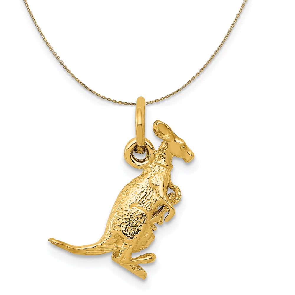 The Black Bow 14k Yellow Gold Kangaroo with Joey Necklace - 24 Inch ...