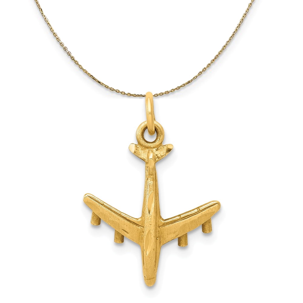 The Black Bow 14k Yellow Gold Satin and Diamond Cut Airplane Necklace ...