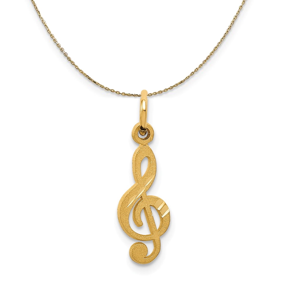 The Black Bow 14k Yellow Gold Satin and Diamond Cut Treble Clef ...