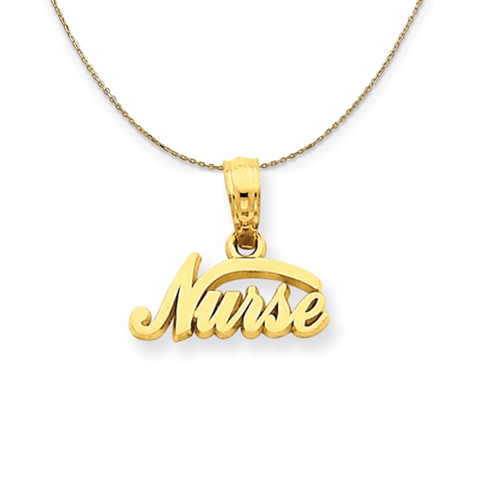The Black Bow 14k Yellow Gold Sm Nurse Script Necklace - 22 Inch ...
