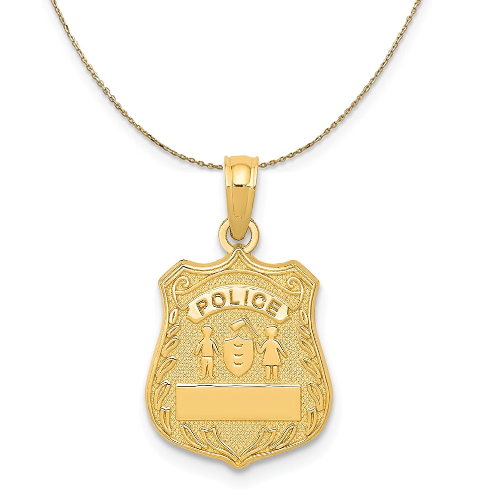The Black Bow 14k Yellow Gold Sm Police Badge Necklace - 20 Inch ...