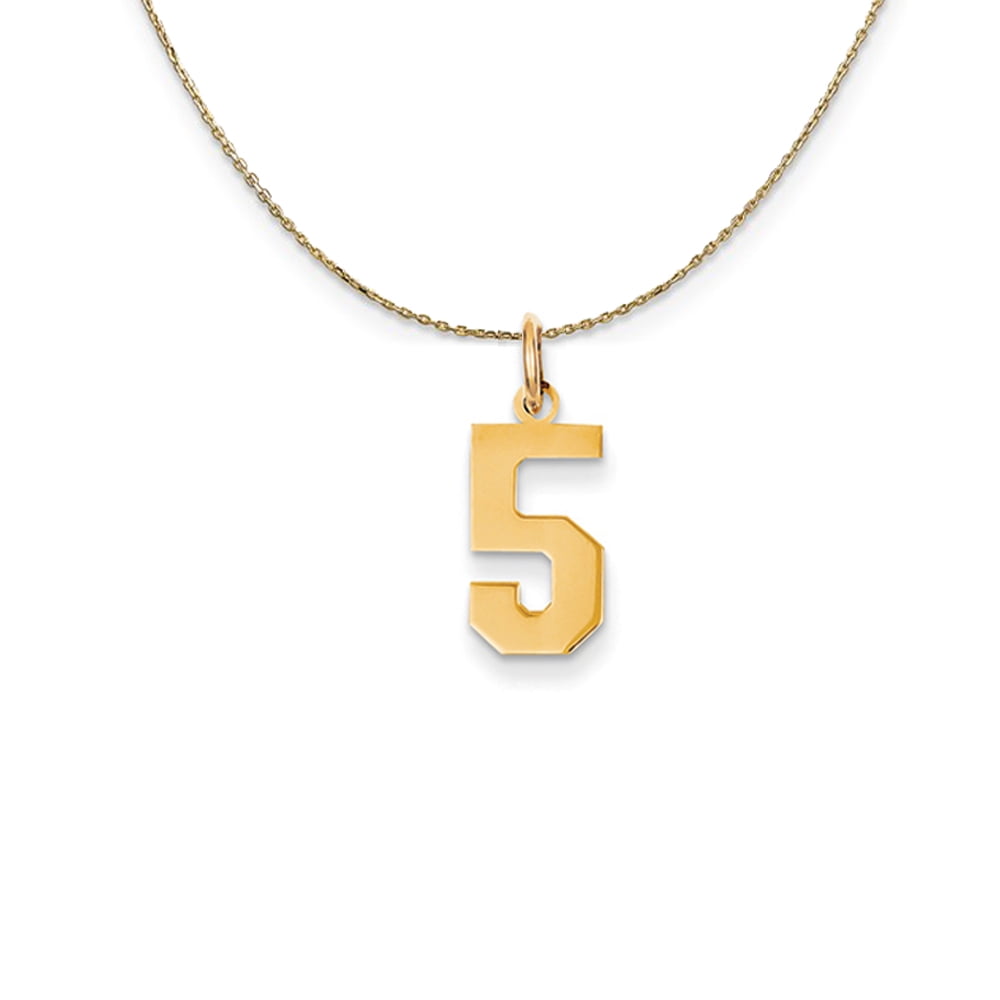 The Black Bow 14k Yellow Gold, Small Polished Number 5 Necklace - 30 ...