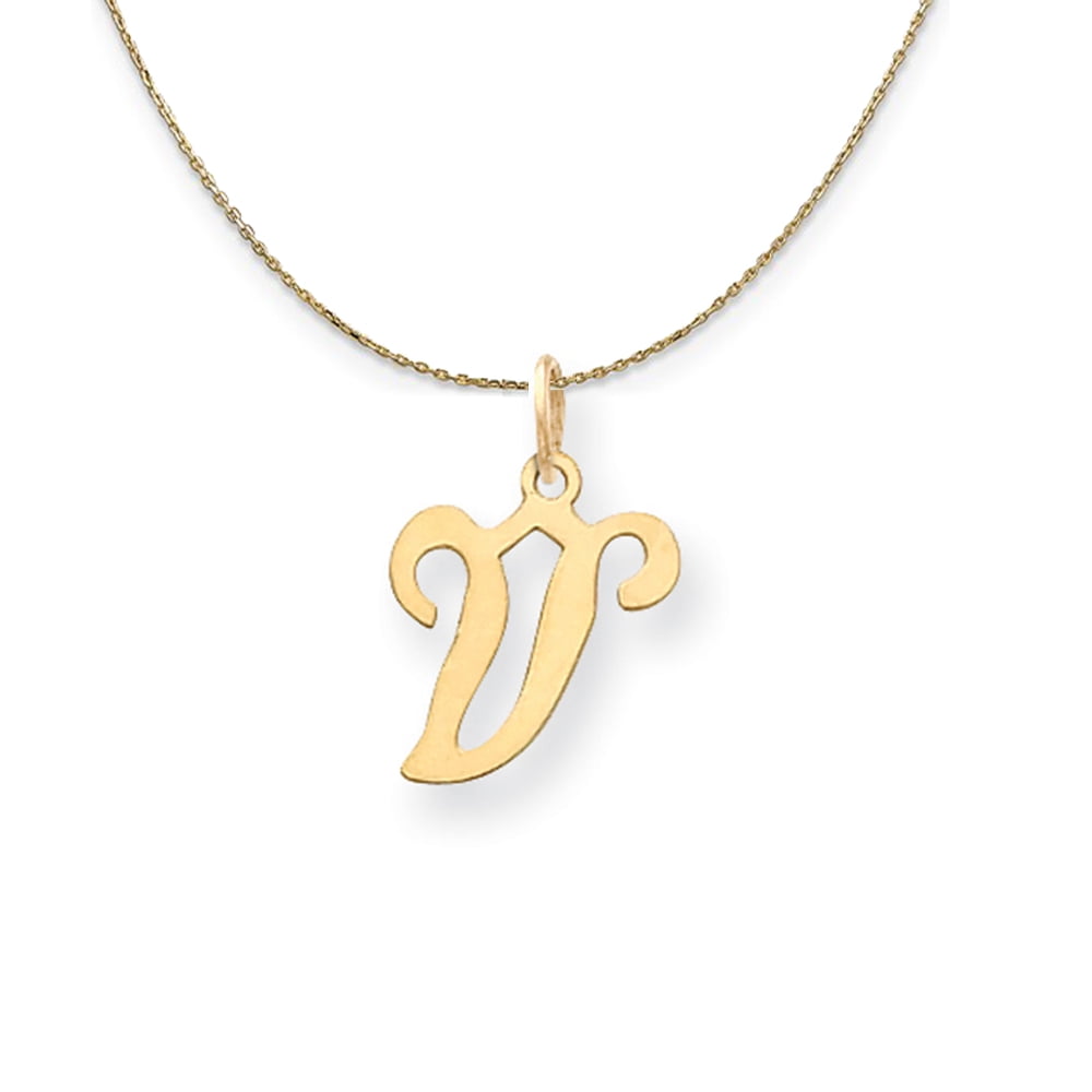 The Black Bow 14k Yellow Gold, Sophia, Sm Script Initial V Necklace ...