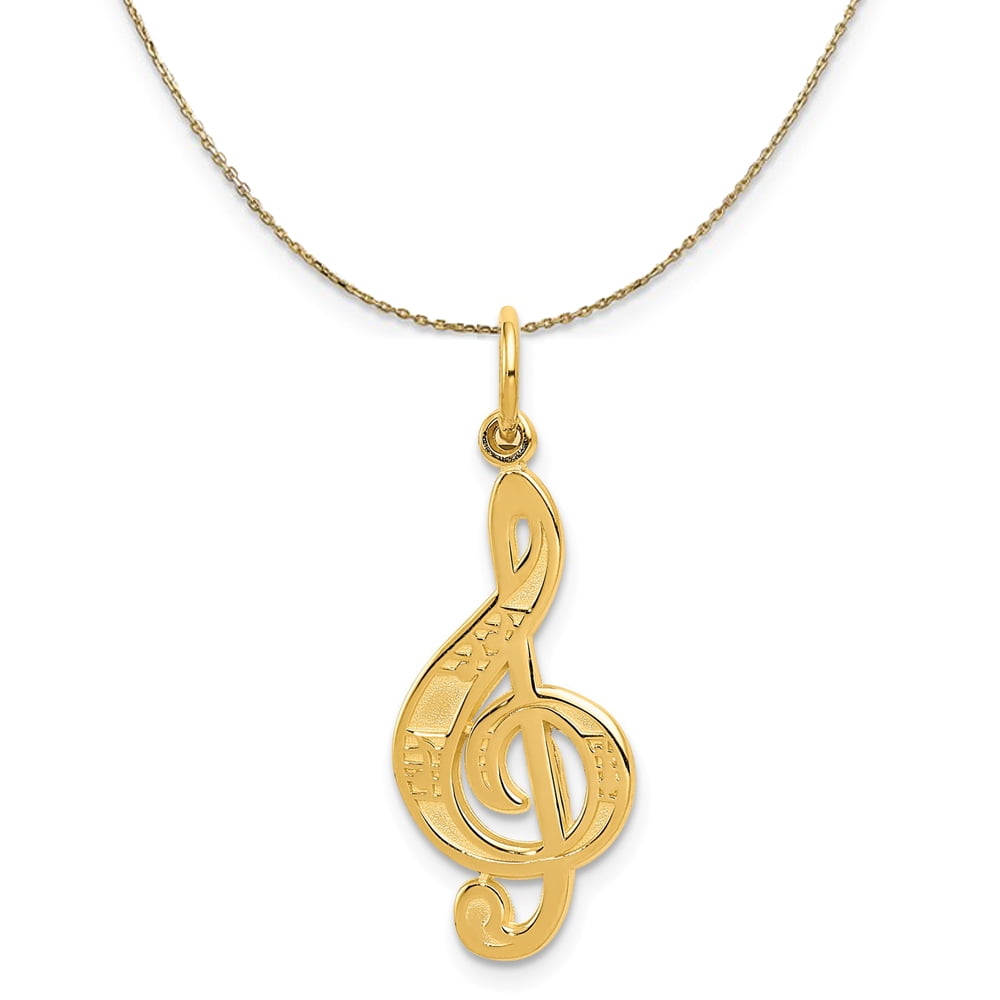 The Black Bow 14k Yellow Gold Treble Clef with Music Notes Necklace ...