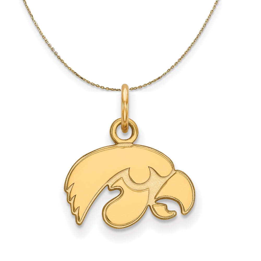 The Black Bow 14k Yellow Gold U. of Iowa XS (Tiny) Mascot Necklace - 24 ...